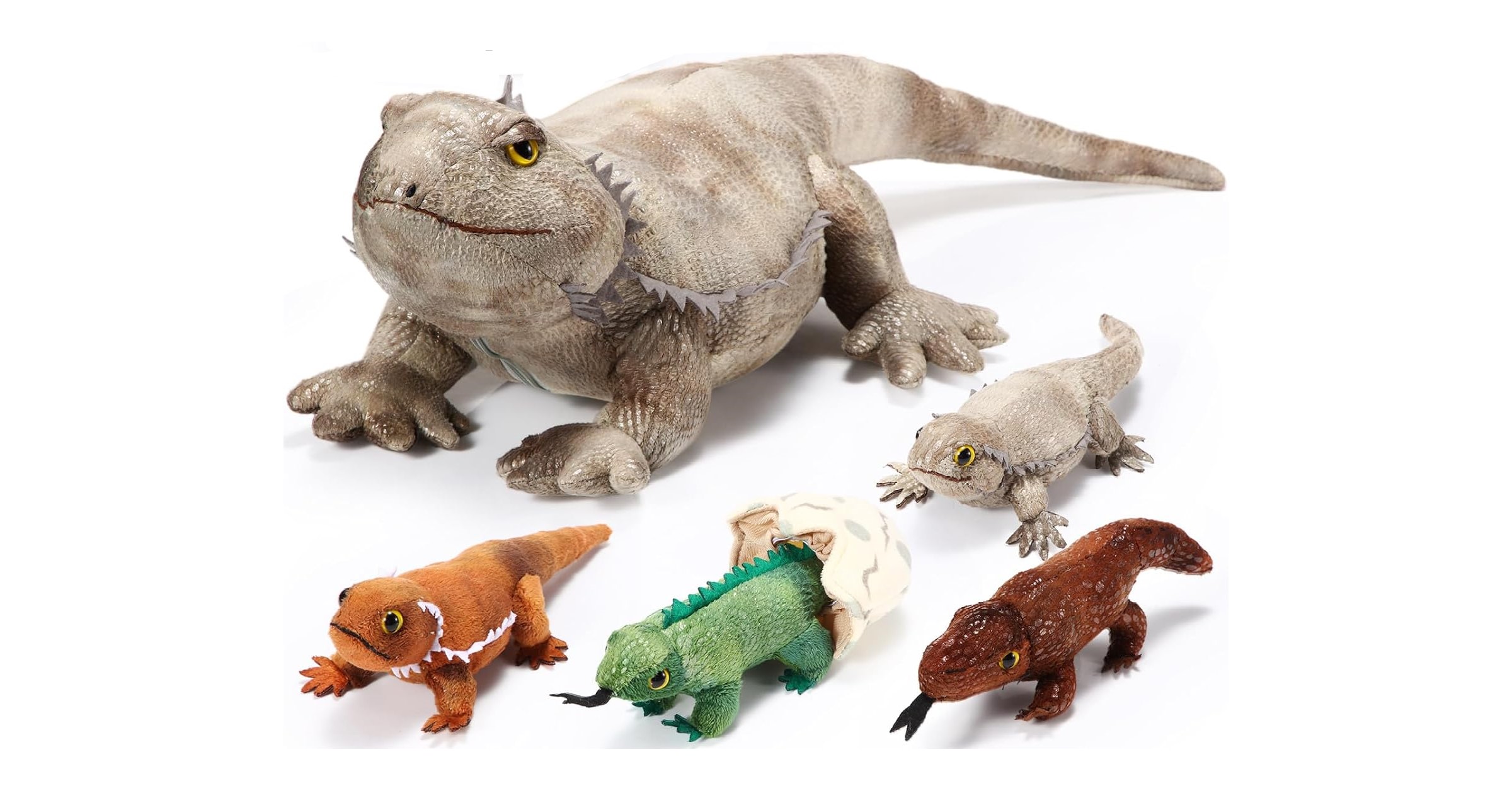 5 Pieces Bearded Dragon Lizard Plush Toy Set - Lizard Prince